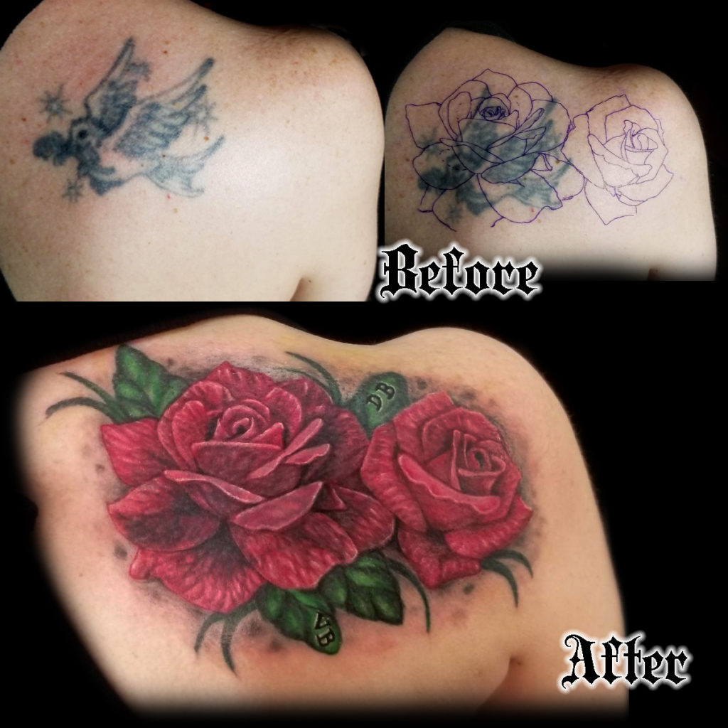 realistic floral tattoo done at Masterpiece Tattoo in San Francisco